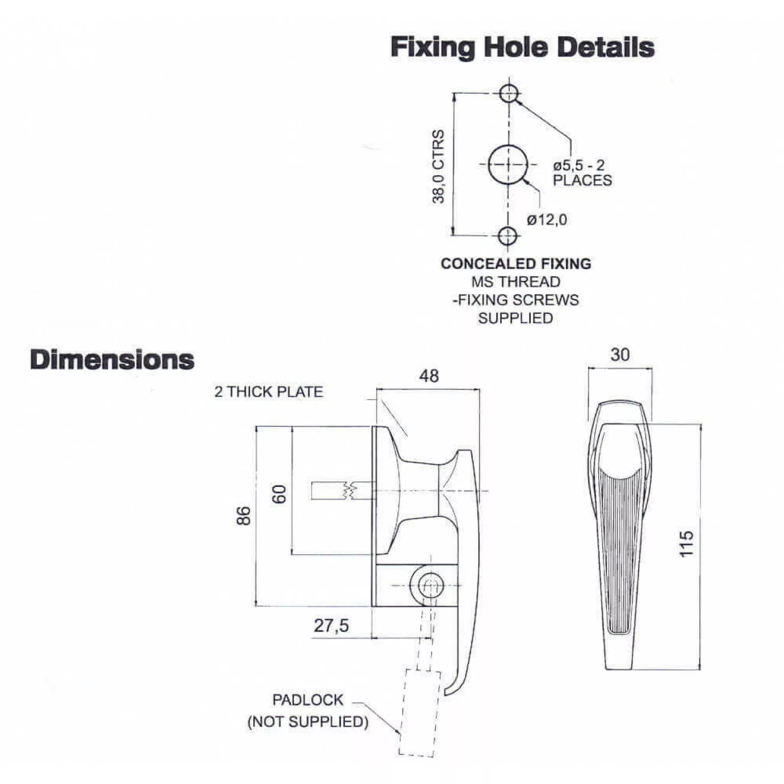Padlockable Lever Handle - Schutties Fasteners